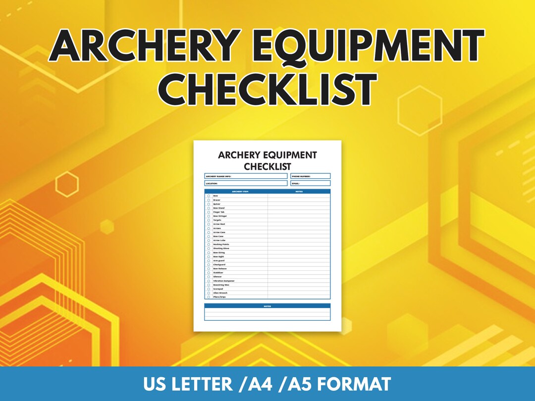 Archery Equipment Checklist - Etsy