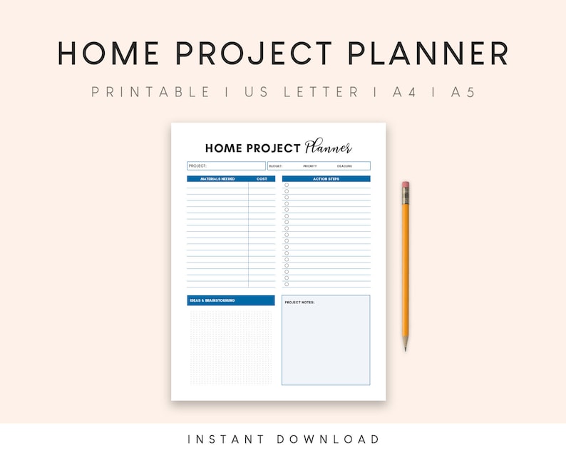 Home Project Planner - Etsy