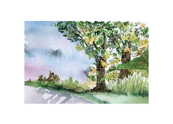 Abstract Watercolor Tree Lined Path Print 5x7 Inch Print of - Etsy
