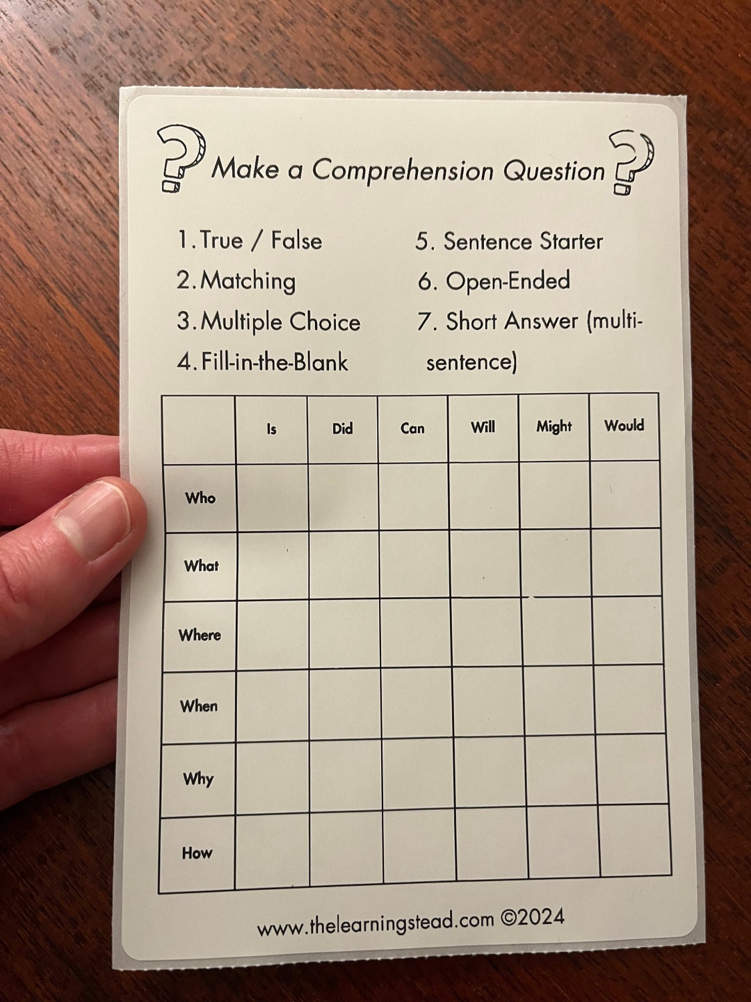 Question Chart Reading Comprehension Question Literacy Specialist ...