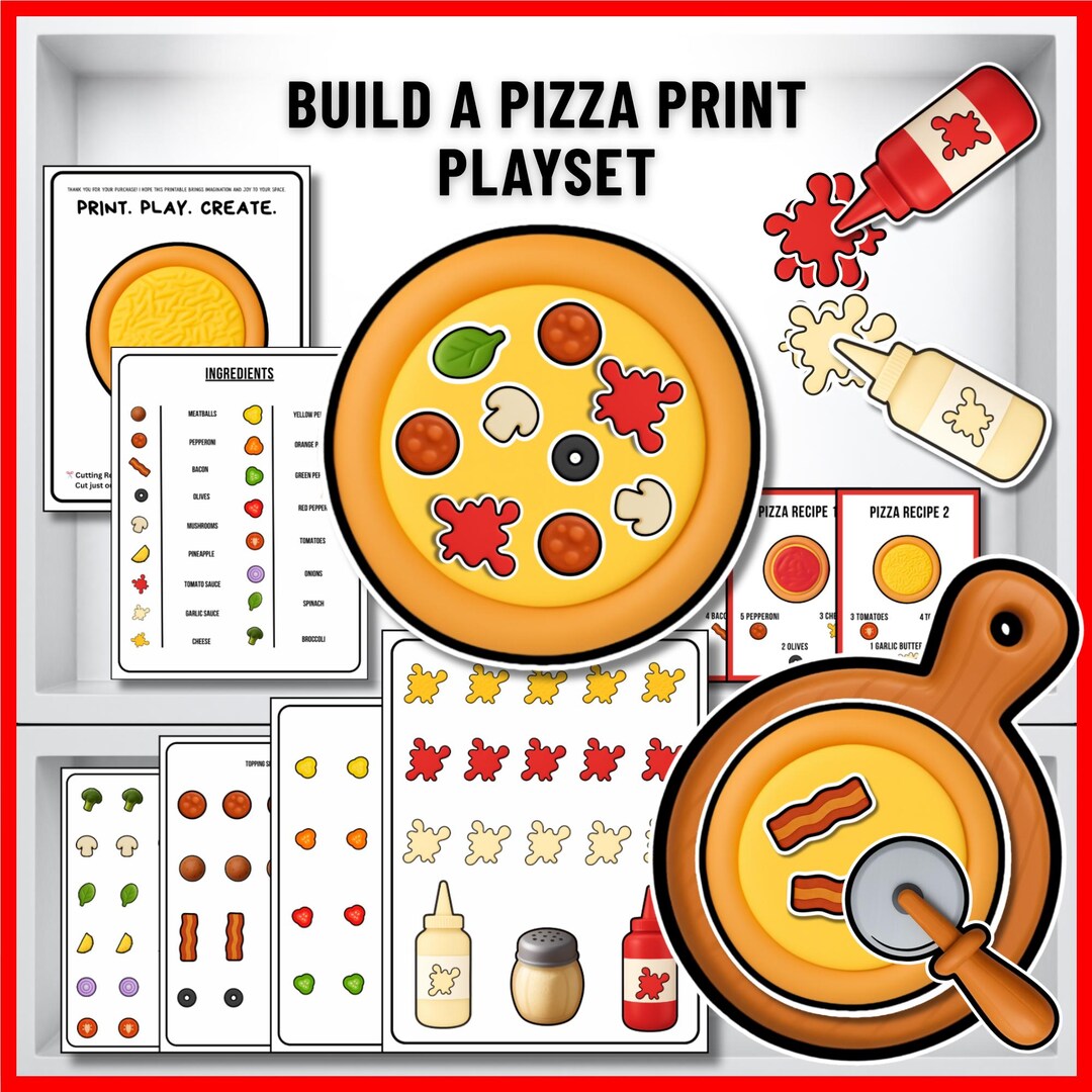 Printable Build a Pizza Craft for Kids Pretend Play Activity Set - Etsy ...