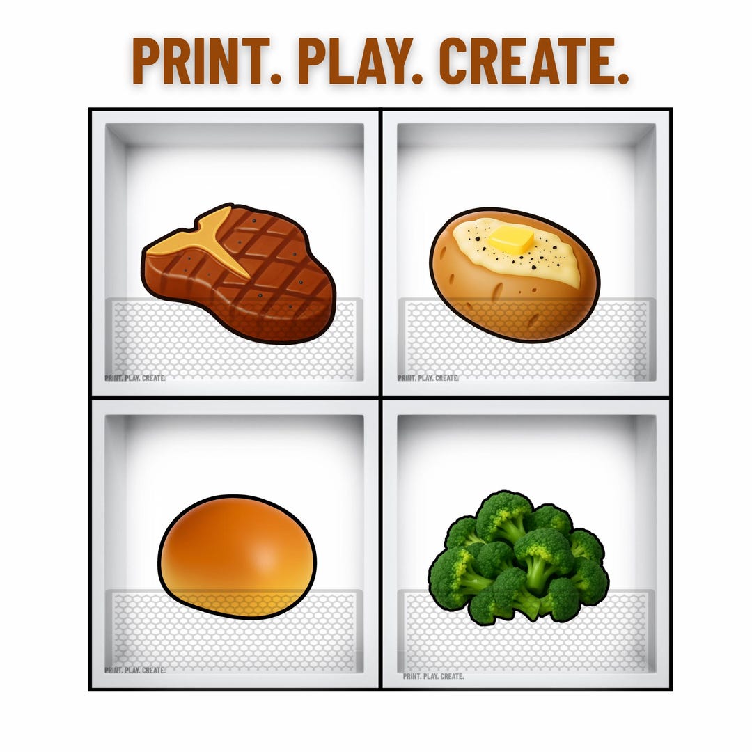 Printable Steak Dinner Play Set – Emotional Literacy Meal Scene for ...