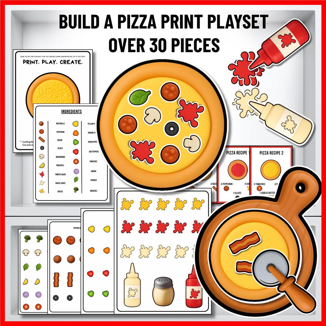 Printable Build a Pizza Craft for Kids Pretend Play Activity Set - Etsy