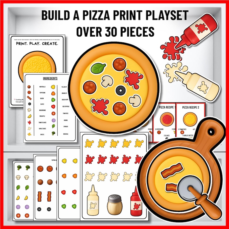Printable Build a Pizza Craft for Kids Pretend Play Activity Set - Etsy