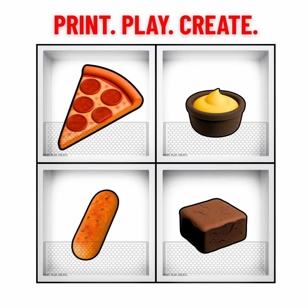 Printable Pretend Food Play Set – Pizza Slice, Breadstick, Cheese Dip ...