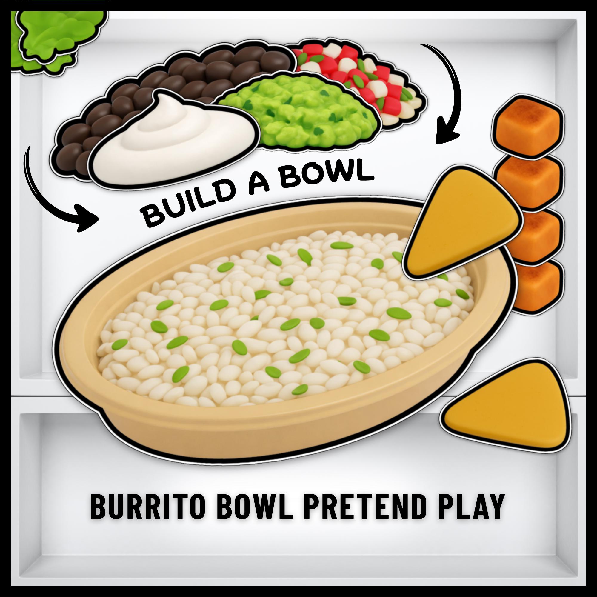 Build a Bowl Printable Rice Beans Chicken Dramatic Play Set – Pretend ...
