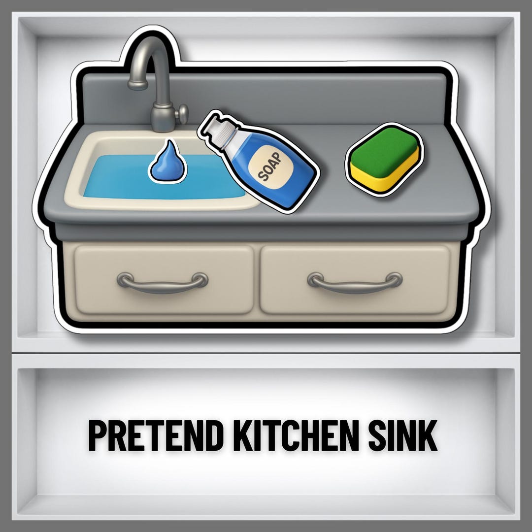 Printable Kitchen Sink Cleaning Dramatic Play Pretend Set With Dishes ...