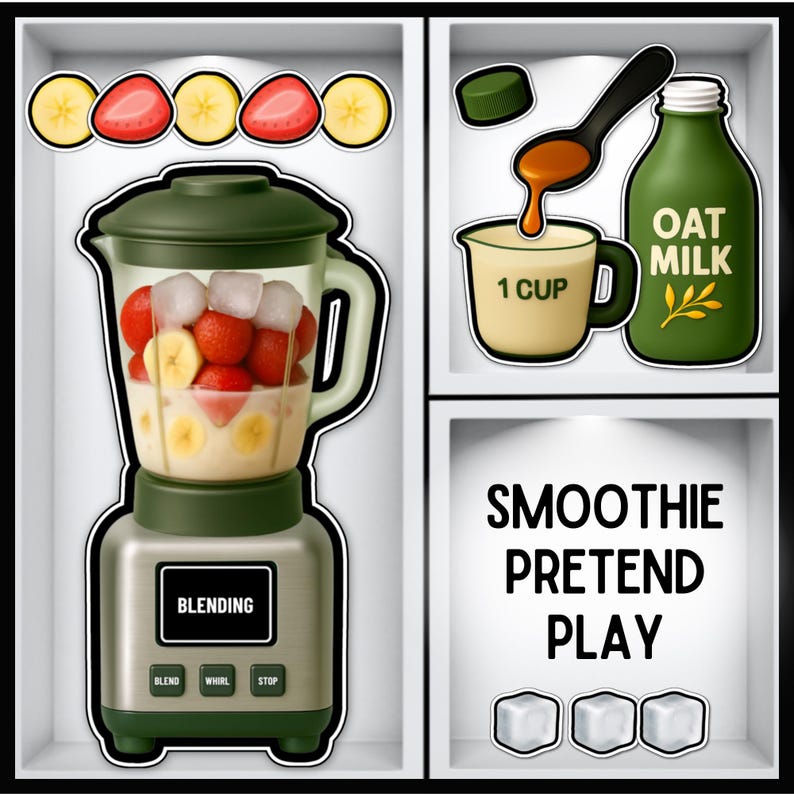 Dramatic Play Pretend Smoothie Kit – Banana Strawberry Blender Set ...