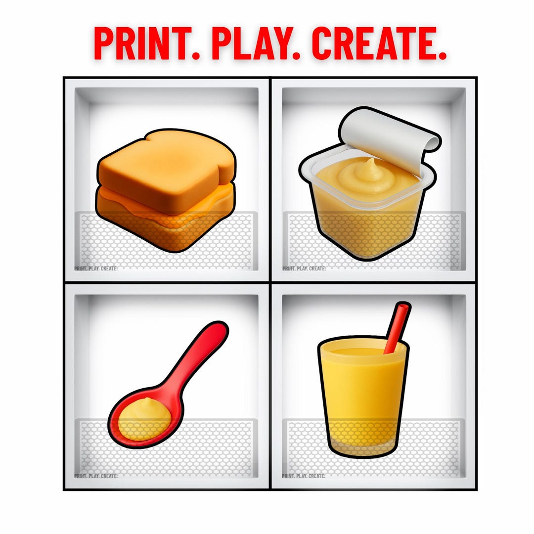 Pretend Play Comfort Lunch Tray – Printable Food Pack: Cheese Sandwich ...