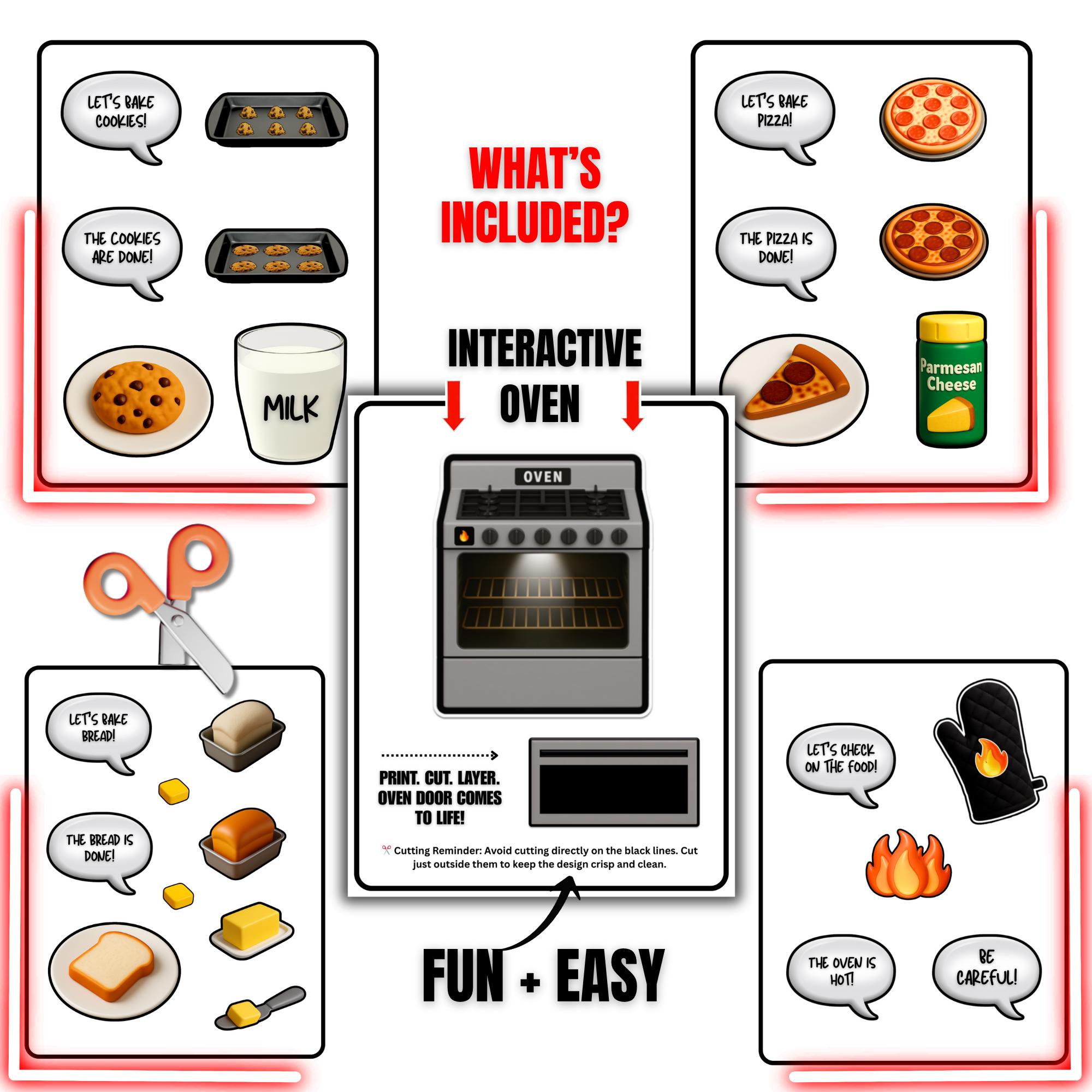 Printable Kids Oven Playset – DIY Dollhouse Kitchen PDF for Creative ...