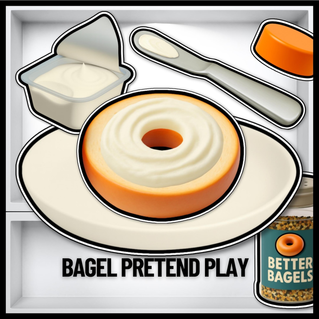 Printable Bagels Breakfast Play Set – Bagel, Cream Cheese, Knife ...