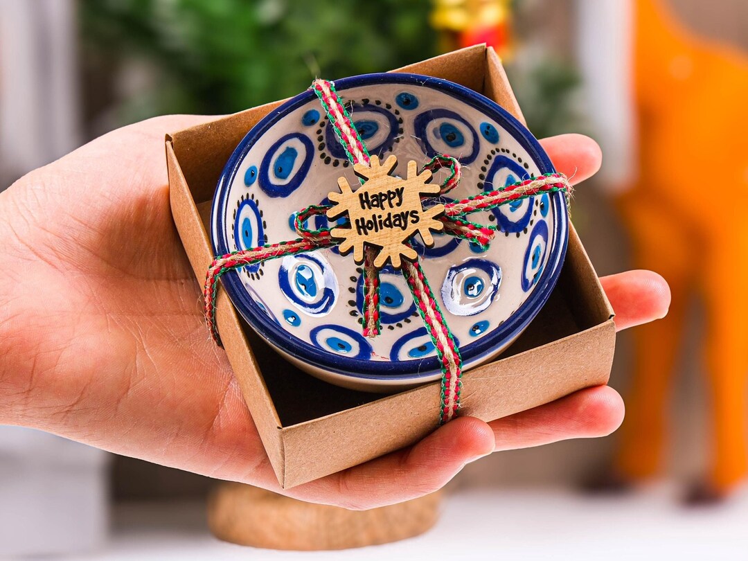 Personalized Christmas Gifts Turkish Cini Bowl, Happy Holiday Favors ...