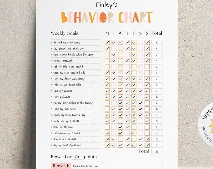 Printable PDF Reward Chart - Personalised Instant Download- Kid's ...