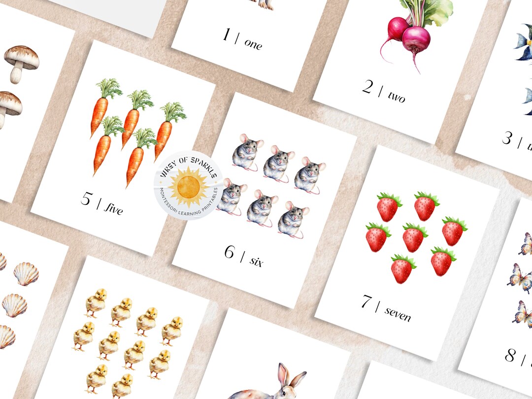 Printable Watercolor Nature Number Cards 1-10, Printable Preschool ...
