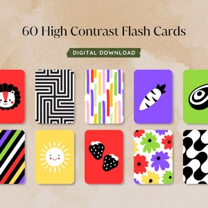 60 High Contrast Baby Cards Bundle, Printable Montessori Bright ...