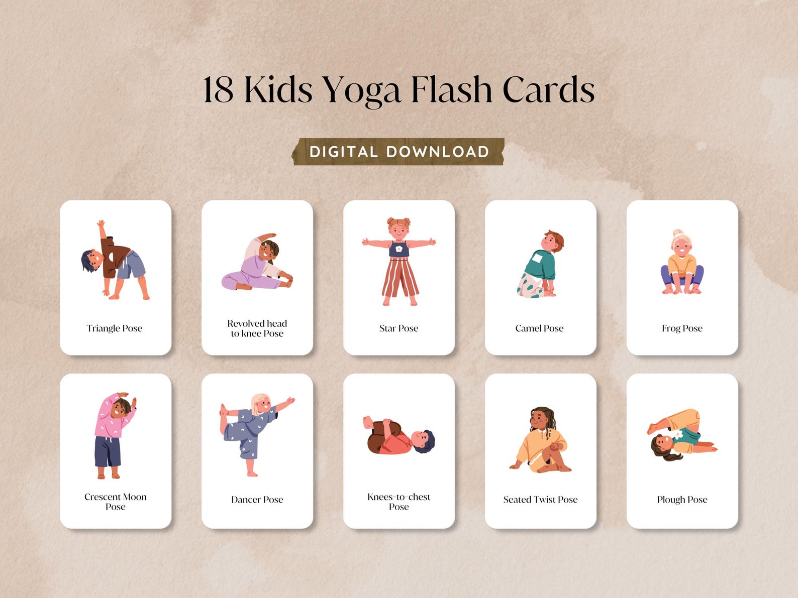 18 Children's Yoga Cards Printable, Kids Movement for Mindfulness ...