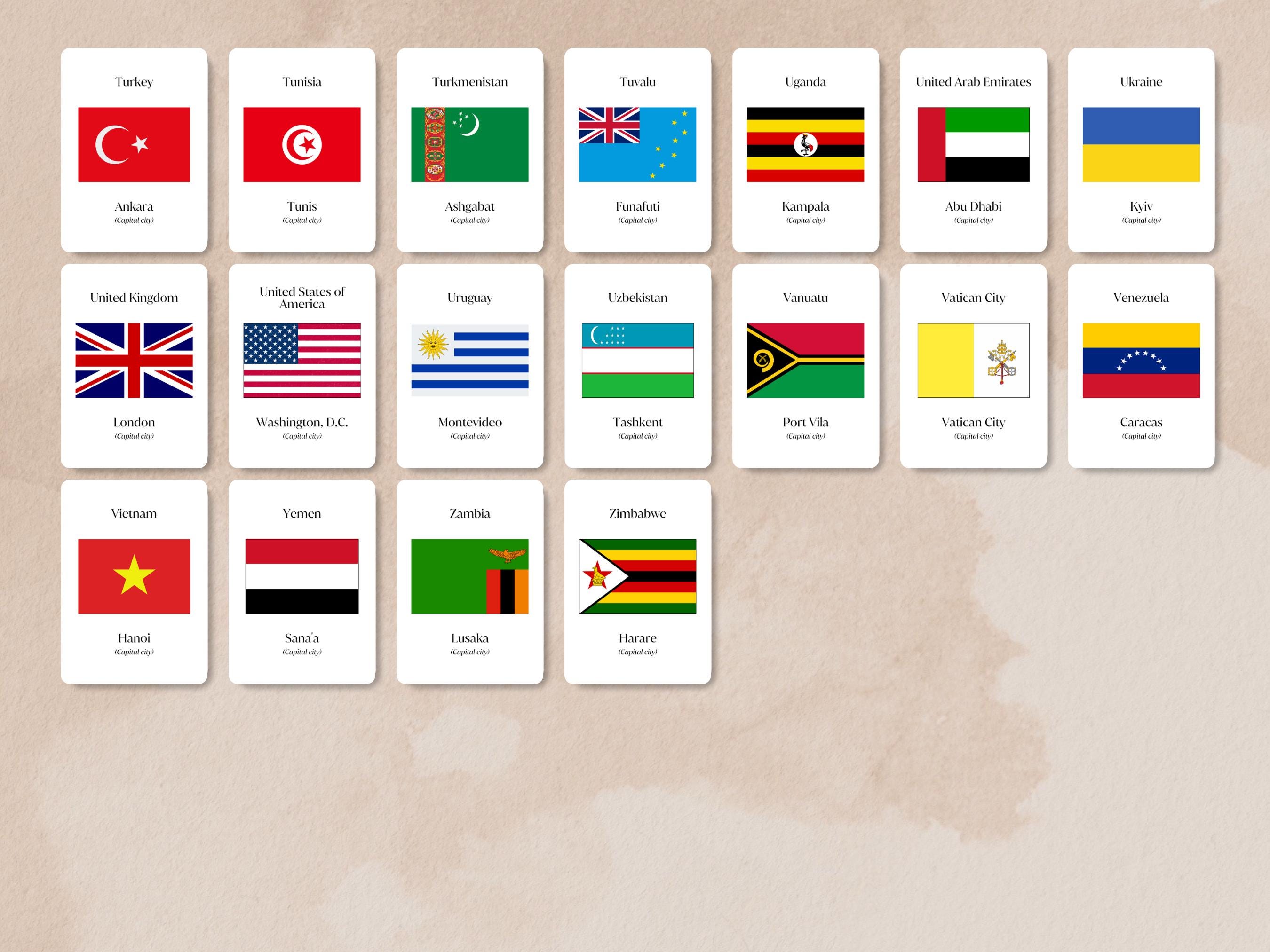 World Flags Flashcards: Geography Learning Resource (digital Download ...