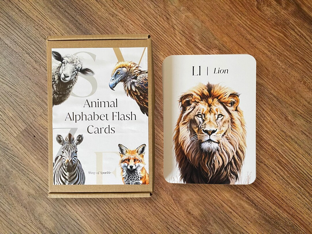 Animals Alphabet Flash Cards, Nursery Decor, Toddlers Preschool Early ...