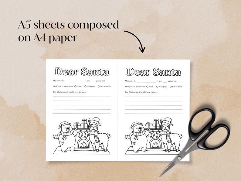 Letter to Santa Colouring Page, Printable Christmas Wish List, Santa ...