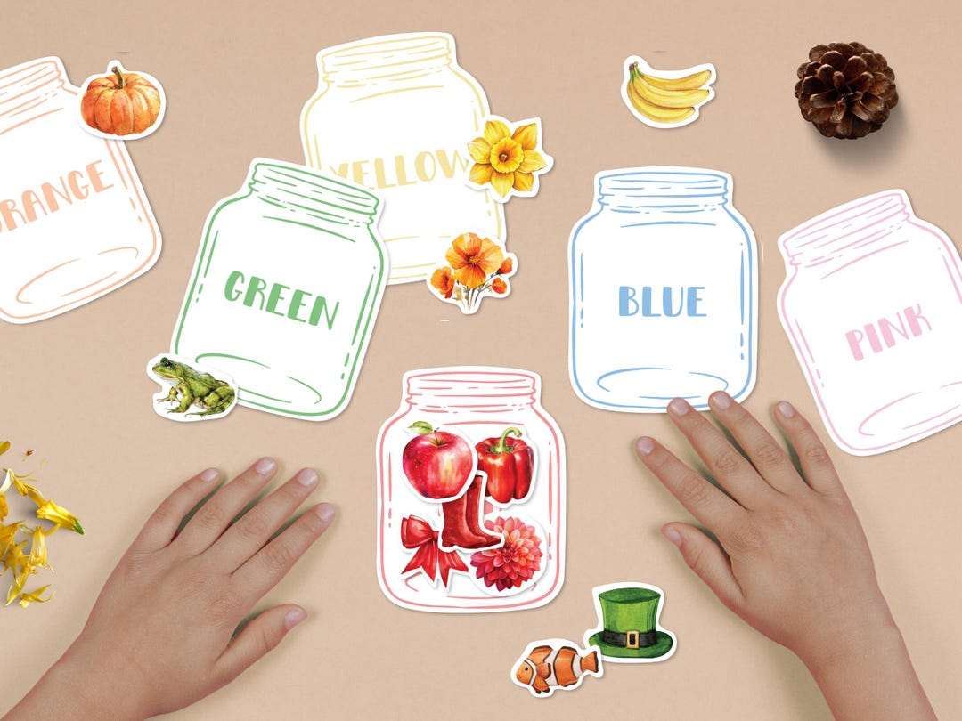 Colour Sorting Jars: Toddler Learning Activity (printable) - Etsy