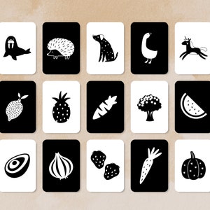 60 High Contrast Baby Cards Bundle, Printable Montessori Black and ...