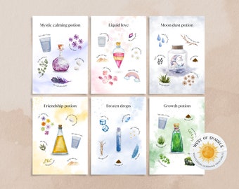 Printable Mud Kitchen Recipe Cards, Magic Fairy Potion Cards ...