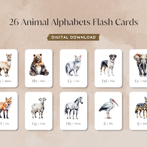 Printable Animal Alphabet Flash Cards, Classroom Decor, Toddlers ...