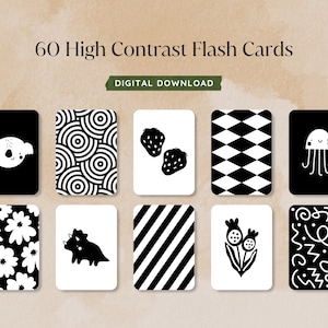 60 High Contrast Baby Cards Bundle, Printable Montessori Black and ...