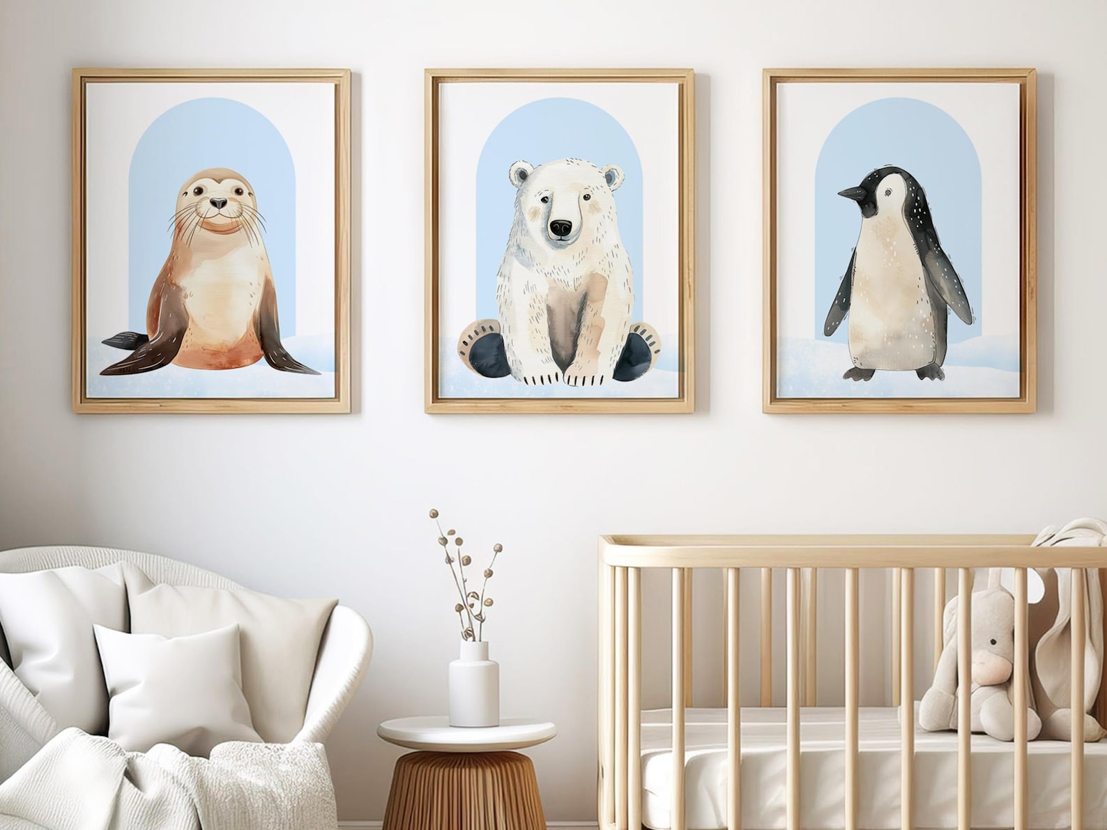 Arctic Animal Nursery Decor Prints: Seal, Polar Bear, Penguin (digital ...