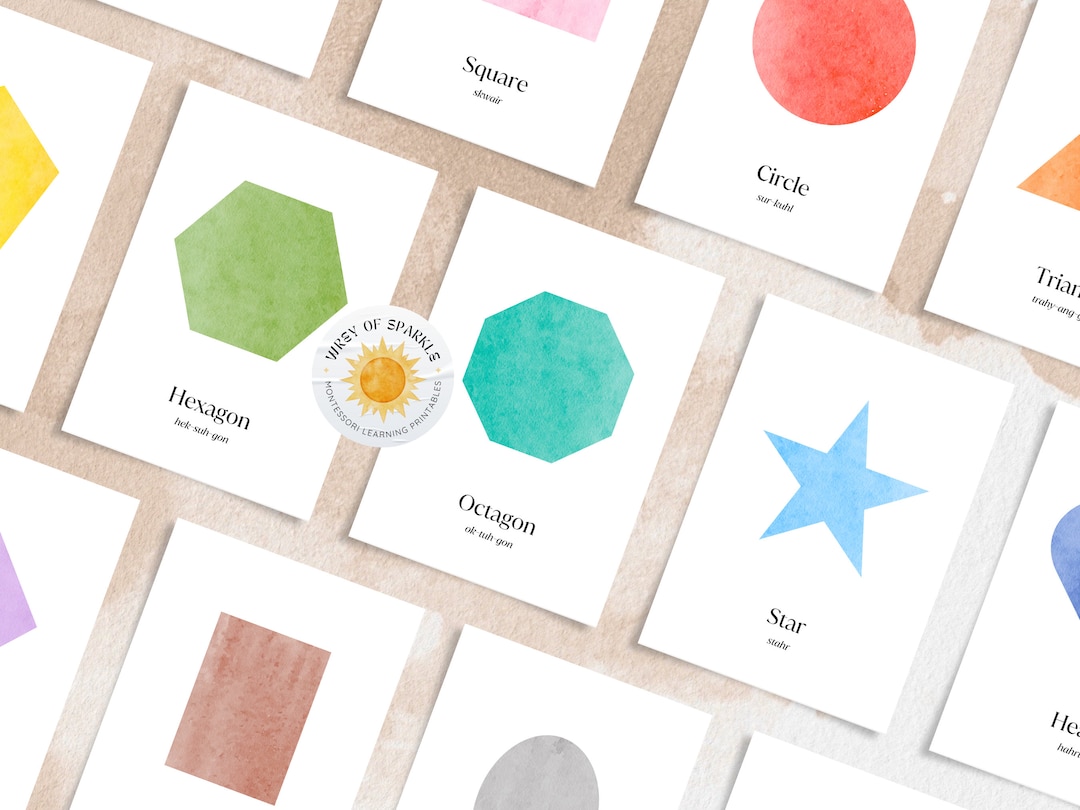 Rainbow Shapes Flash Cards: Montessori Homeschool Printable (digital ...