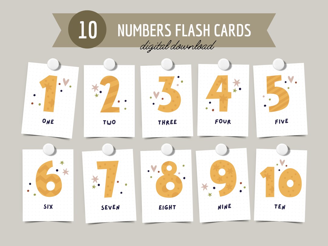 Printable Numbers Flash Cards, Preschool Counting Flash Cards, Count ...