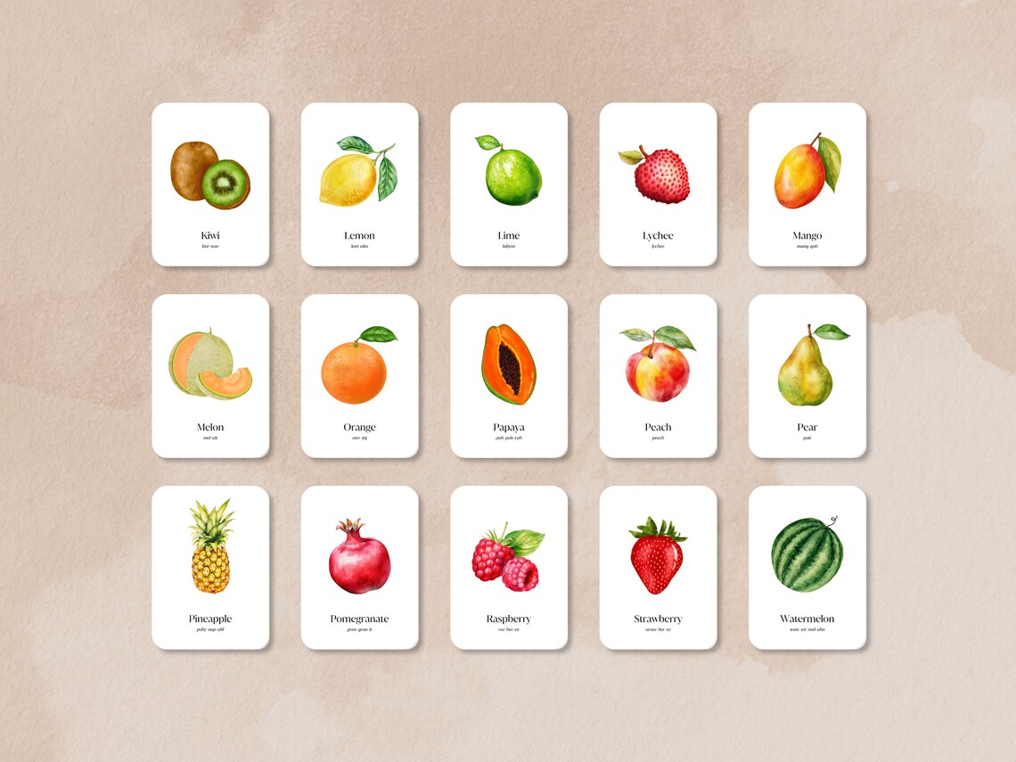 Fruits Montessori Flashcards: Preschool Learning (digital Download) - Etsy
