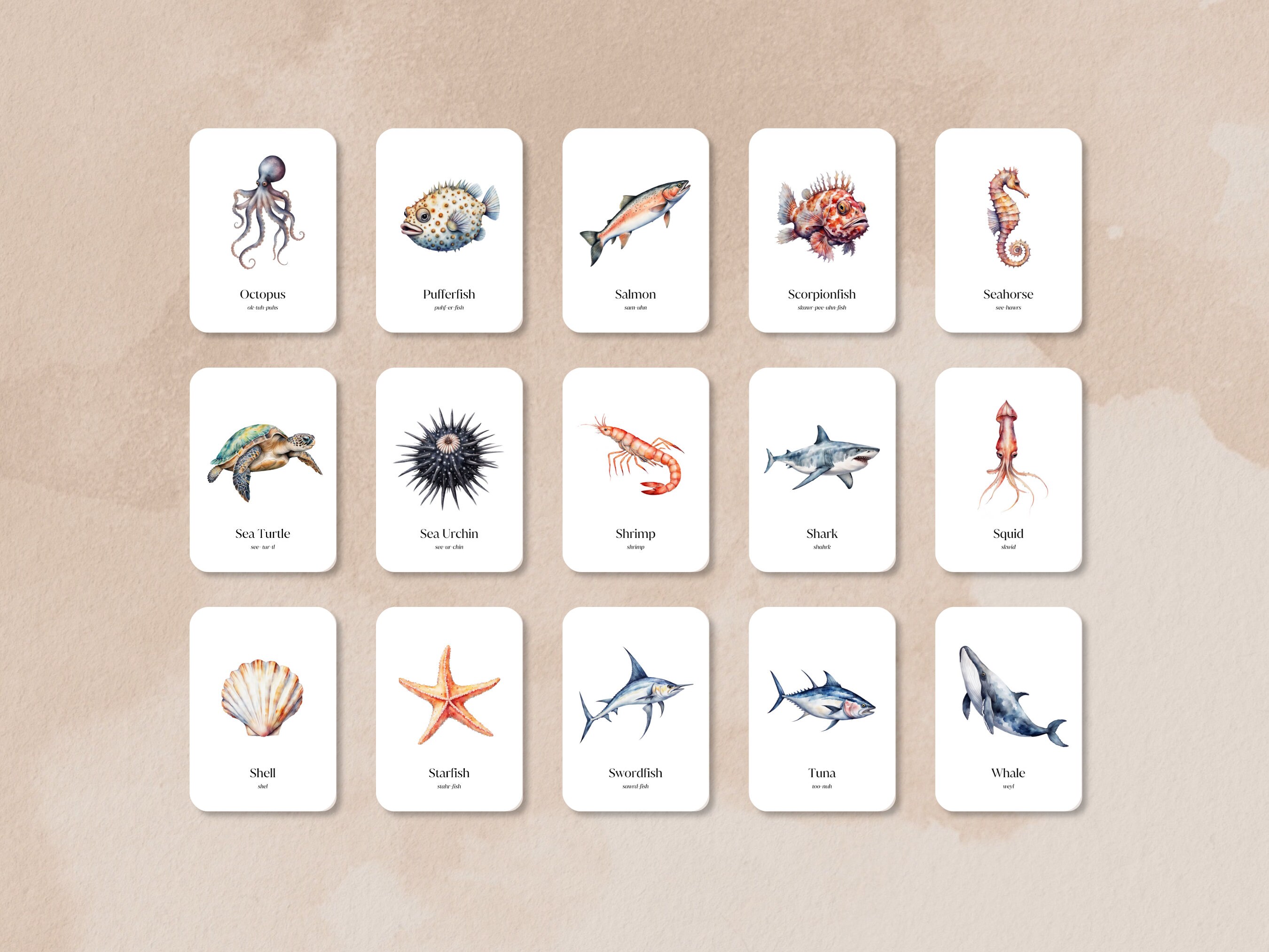 OCEAN ANIMALS, 25 Printable Ocean Animal Montessori Cards, Ocean Animal ...