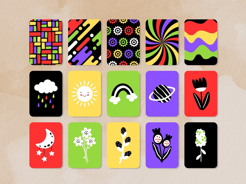 60 High Contrast Baby Cards Bundle, Printable Montessori Bright ...