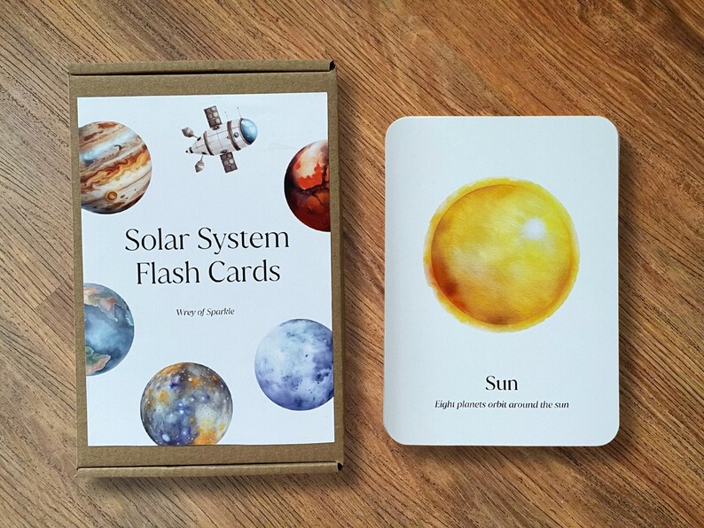 Solar System Flash Cards: Watercolor Planets, Homeschool Learning - Etsy
