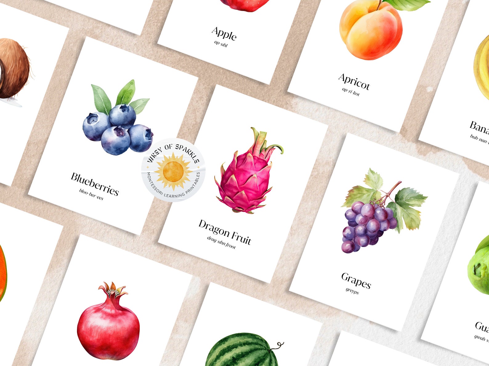 Fruits Montessori Flashcards: Preschool Learning (digital Download) - Etsy