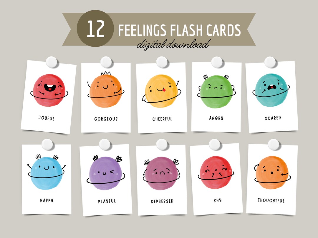 Rainbow Feelings Flash Cards, Feelings Cards, Homeschool Material ...