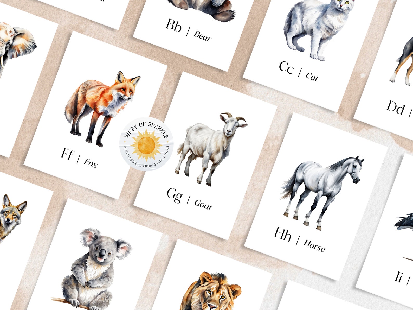 Printable Animal Alphabet Flash Cards, Classroom Decor, Toddlers ...