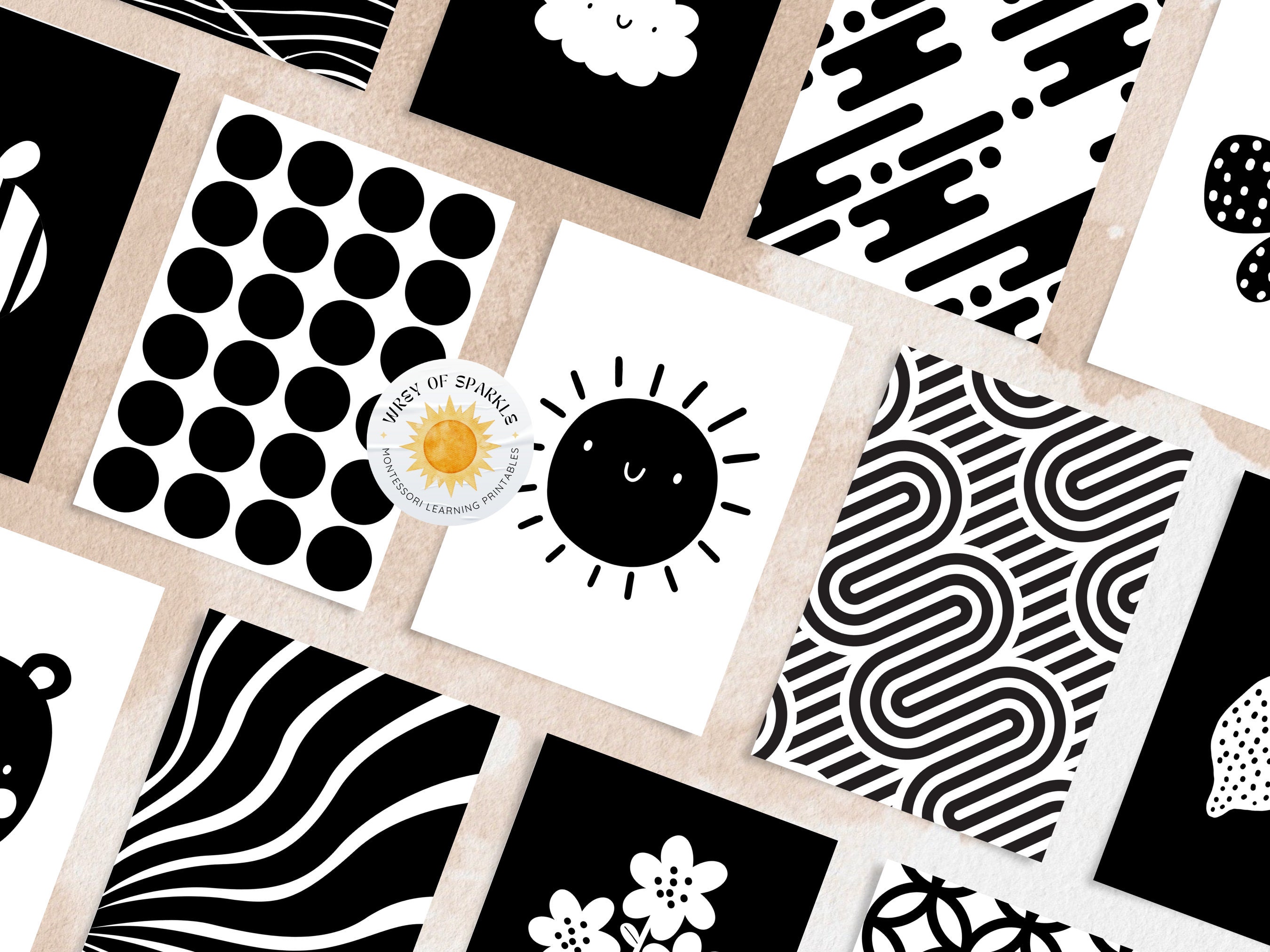 60 High Contrast Baby Cards Bundle, Printable Montessori Black and ...