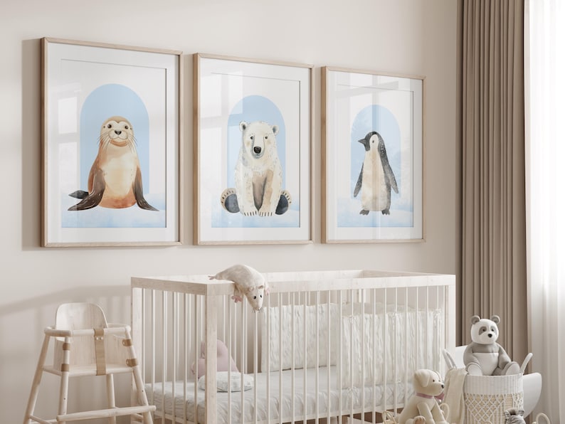 Arctic Animal Nursery Decor Prints: Seal, Polar Bear, Penguin (digital ...