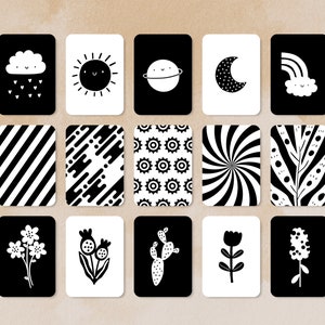 60 High Contrast Baby Cards Bundle, Printable Montessori Black and ...