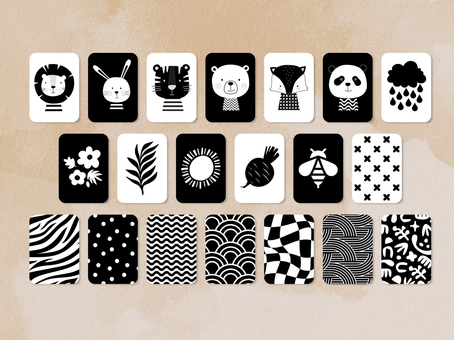 20 Printable Design Baby Sensory Development Flash Cards, Set of High ...