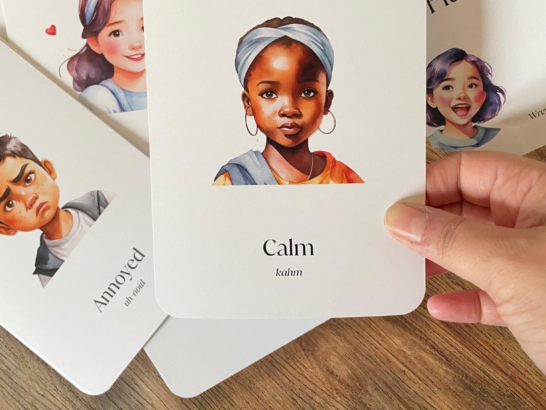 20 Kids Feelings Flash Cards, Feelings Cards, Homeschool Material ...