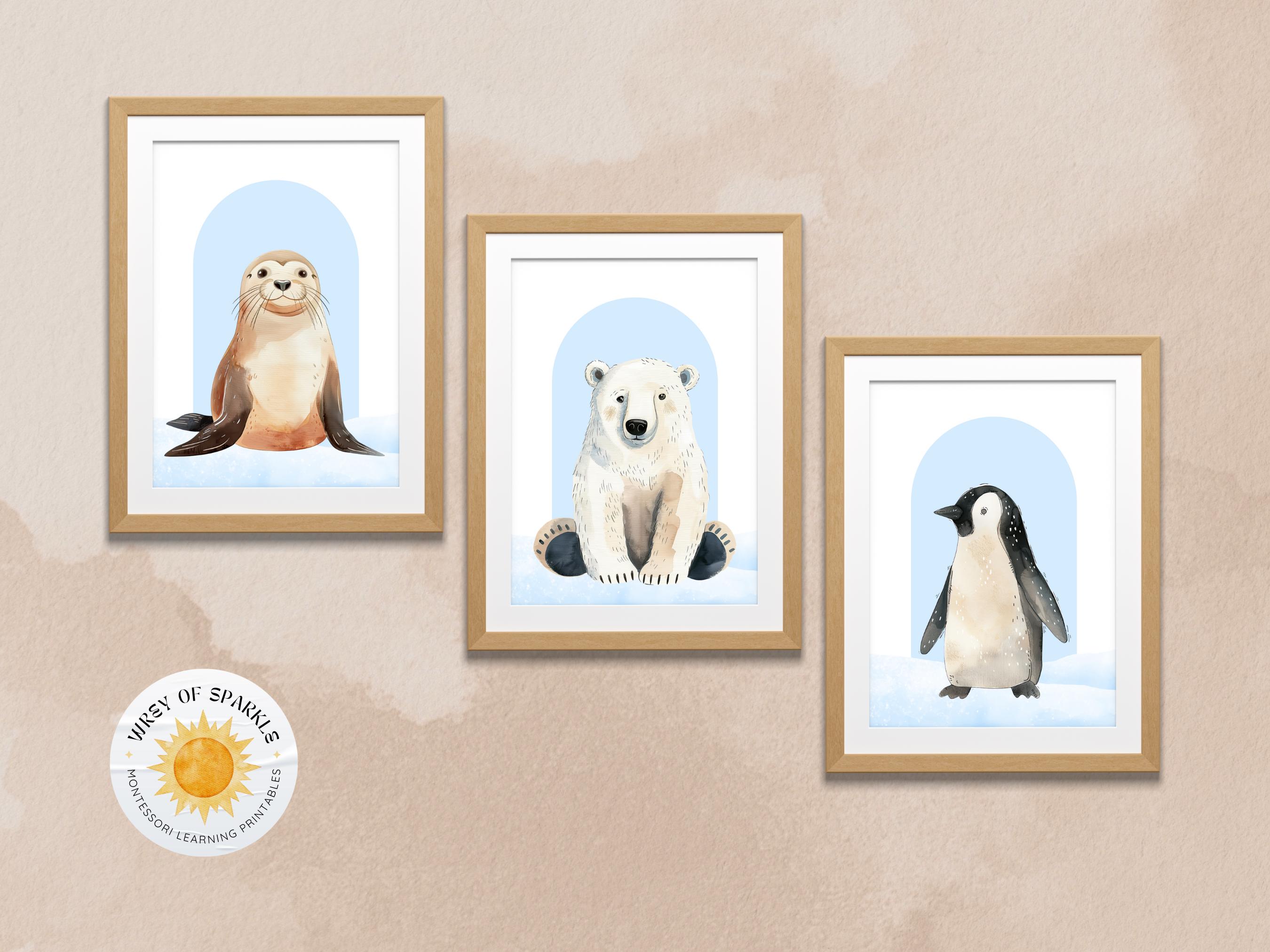 Arctic Animal Nursery Decor Prints: Seal, Polar Bear, Penguin (digital ...