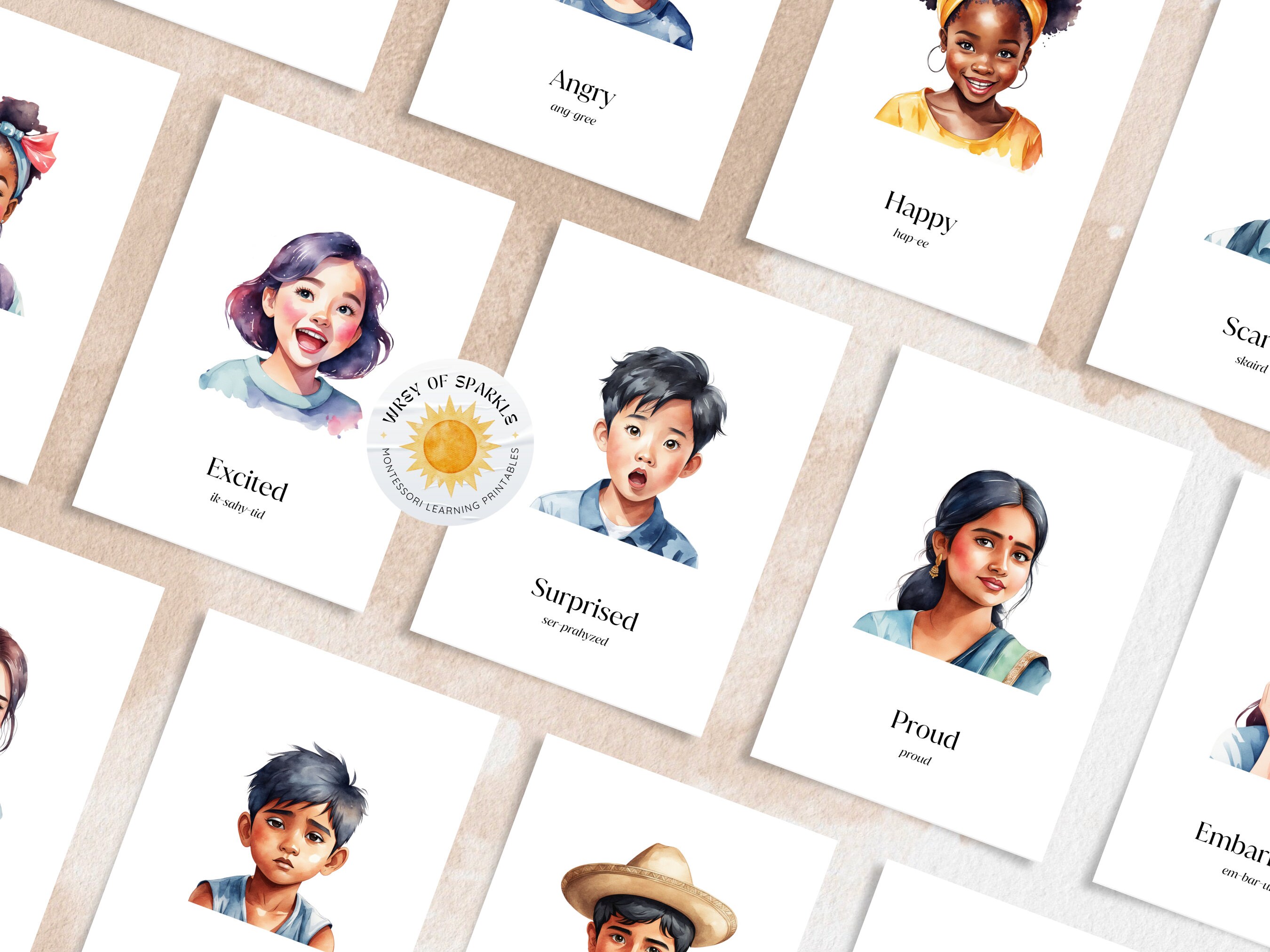 20 Kids Feelings Flash Cards, Feelings Cards, Homeschool Material ...