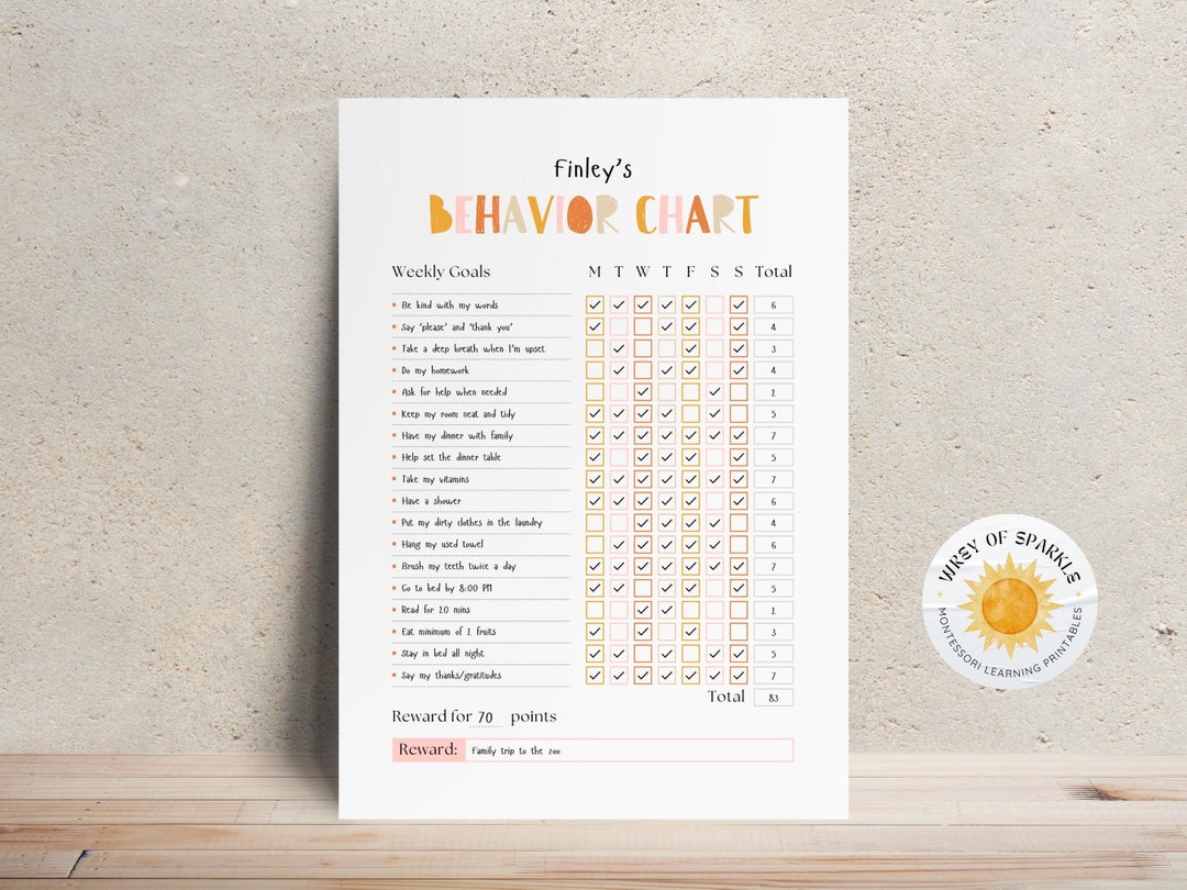 Kids Behavior Chart: Printable Daily Reward System (CANVA Template ...