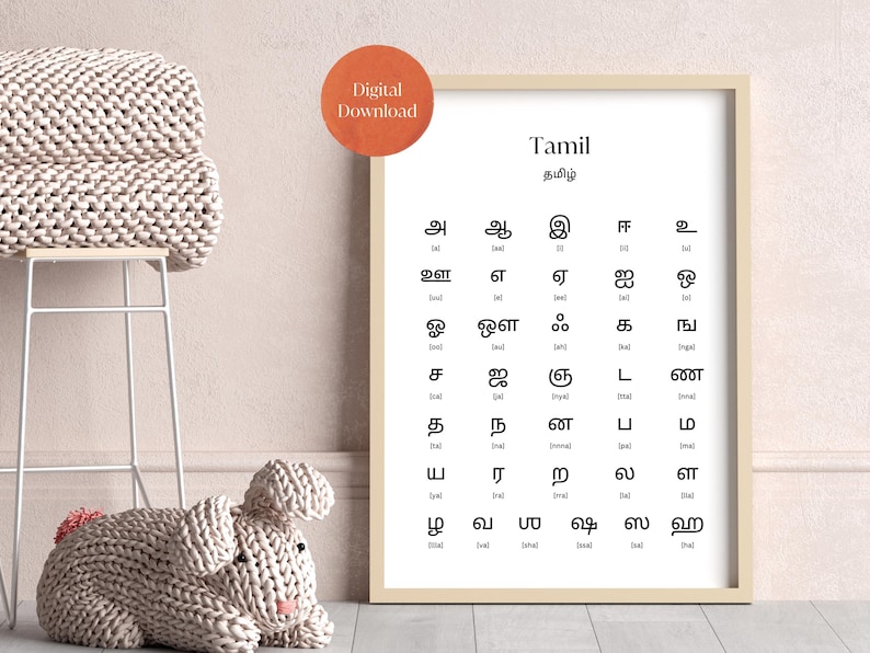 Tamil Alphabet Printable Art, Tamil Alphabet Chart Digital Print ...