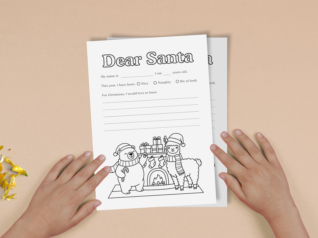 Letter to Santa Colouring Page, Printable Christmas Wish List, Santa ...