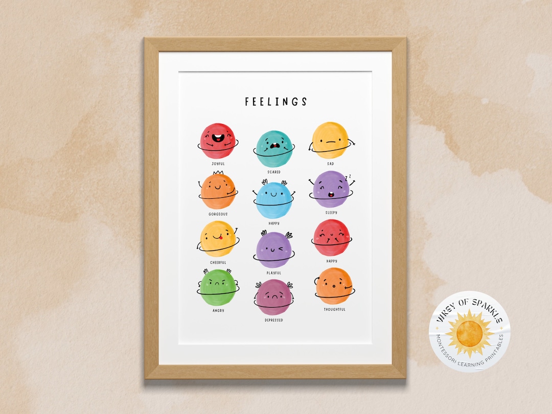 Rainbow Feelings Chart: Educational Calming Corner Art (digital ...