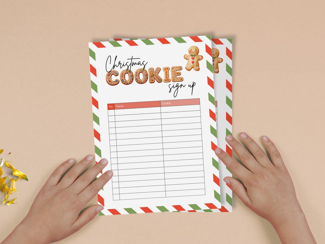 Christmas Cookie Sign-up Sheet, Holiday Party Printable (PDF) - Etsy